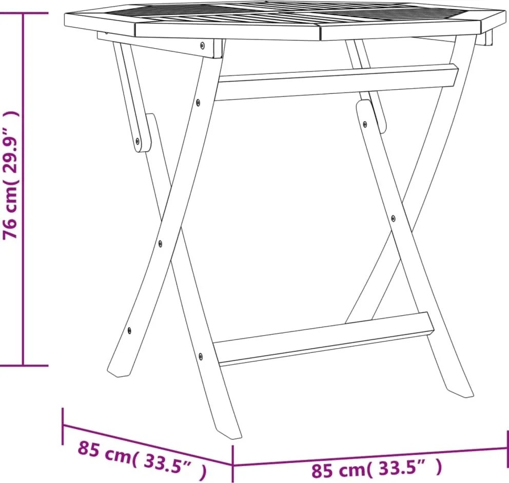 vidaXL Skládací zahradní stůl 85 x 85 x 76 cm masivní teakové dřevo [47418]