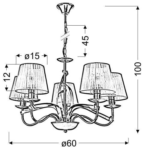 Lustr na řetězu DIVA 5xE14/40W/230V