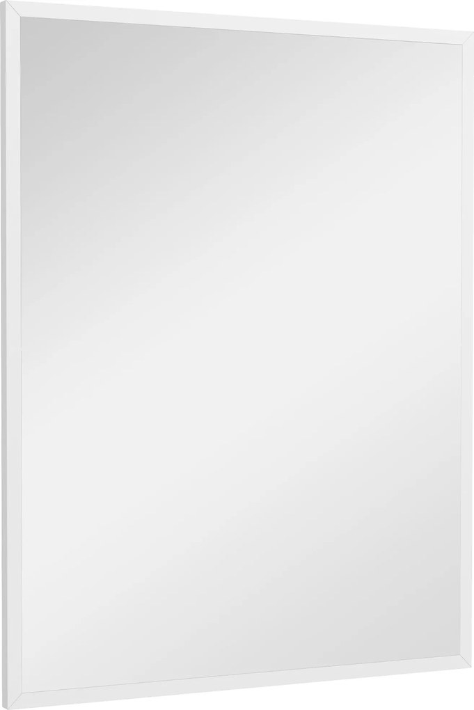 HOMCOM Obdélníkové Zrcadlo Koupelnové Zrcadlo 70x90 cm Dekorativní Zrcadlo pro Obývací Pokoj, Předsíň, Chodbu Horizontálně nebo Vertikálně Bílé | Aoso