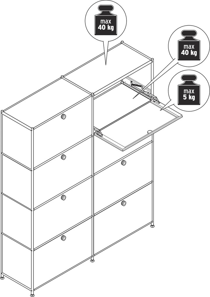 Tchibo - Vysoká skříňka CN3 s 8 výklopnými dvířky - barva: bílá