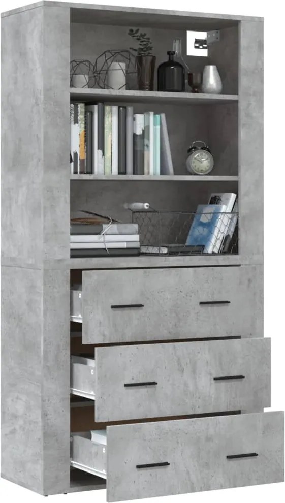 Skříň highboard betonově šedá kompozitní dřevo 3185395