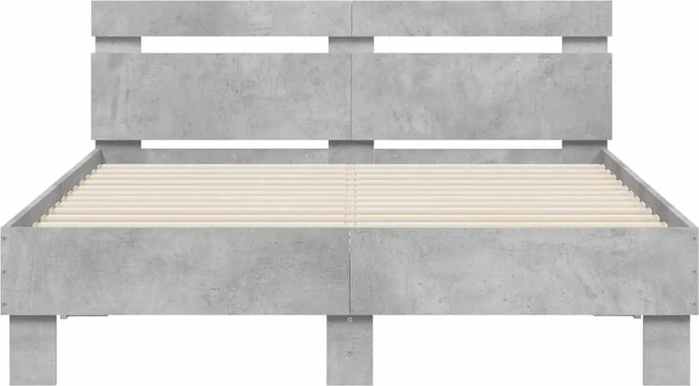 Rám postele s čelem betonově šedý 120 x 200 cm kompozitní dřevo 3207430