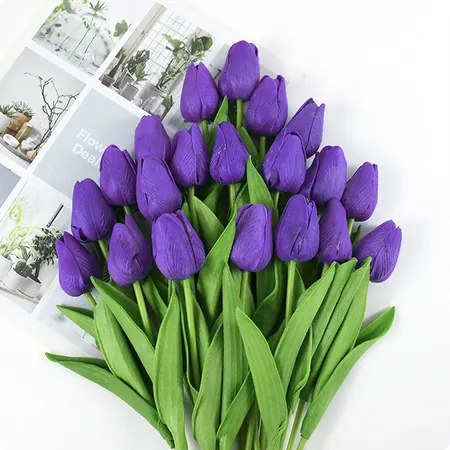 Bytová dekorace - kytice umělých tulipánů Balení: 10 ks, Barvy: K10 MODROFIALOVÁ