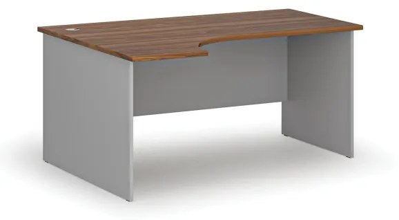 Kancelářský rohový pracovní stůl PRIMO GRAY, 1600 x 1200 mm, levý, šedá/ořech
