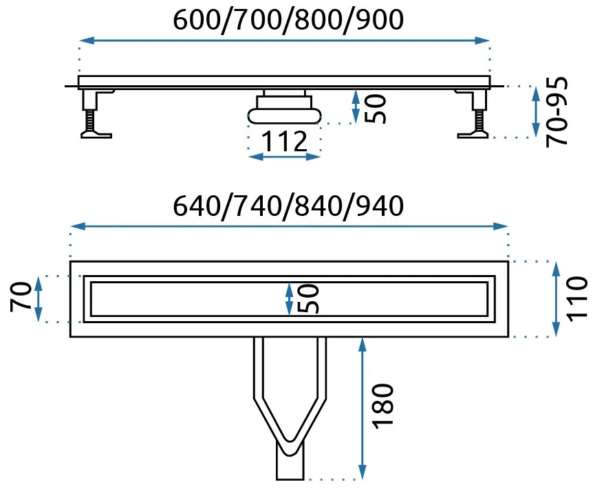 Odtokový žlab REA NEOX SUPERFLOW 60, černý