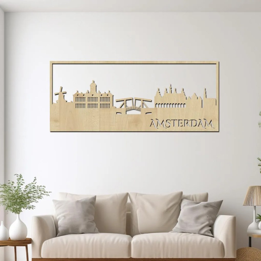 dřevo života Dřevěná dekorace na zeď AMSTERDAM Zvolte rozměr (cm): 40x16, Zvolte barvu dekoru: Černá