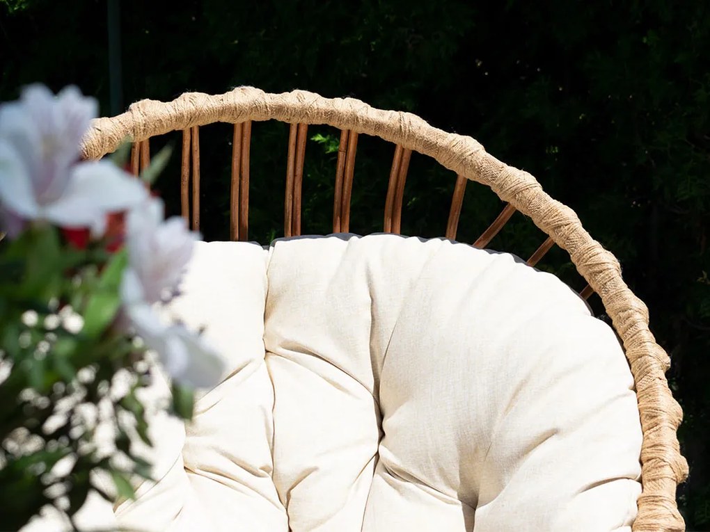 Přírodní pohodlné zahradní křeslo CLER ručně pletené z vrbového proutí Barva: Hořčicová