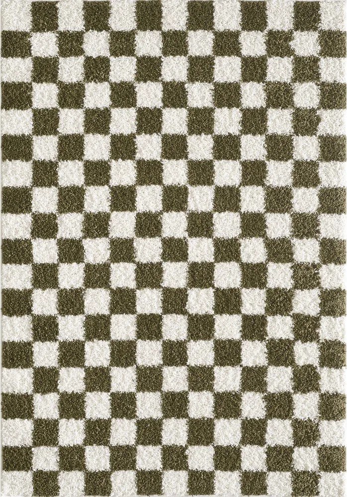 Tmavě zelený/krémový koberec 160x230 cm Grida – ESTE