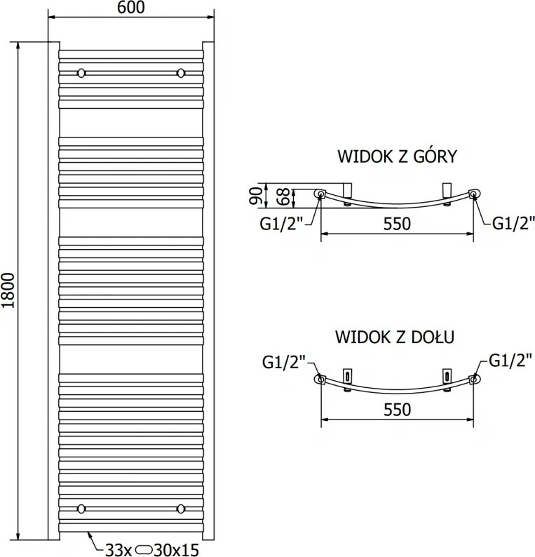 Mexen Helios, elektrické topné těleso 1800 x 600 mm, 900 W, antracitová, W103-1800-600-2900-66