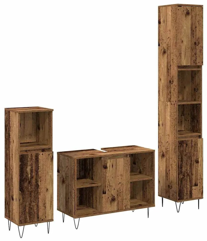Sada koupelnového nábytku 3 ks Staré dřevo 30 x 30 x 180 cm 3378507