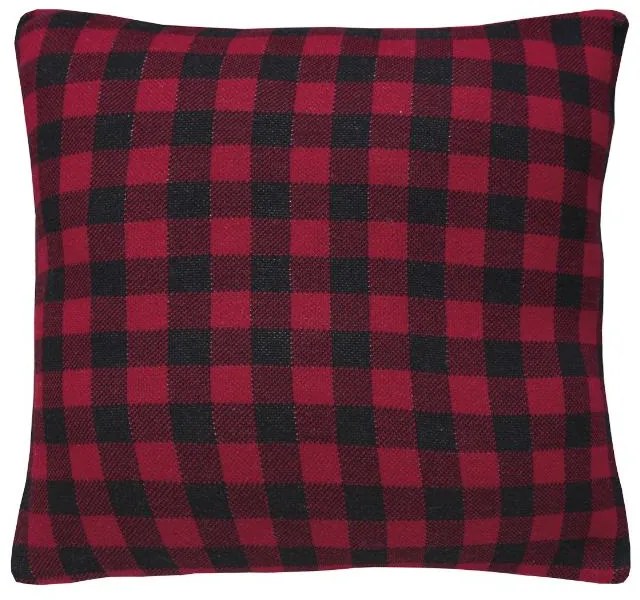 SCANquilt pletený povlak DESIGN bílý strom+káro červenobílá 45 x 45 cm