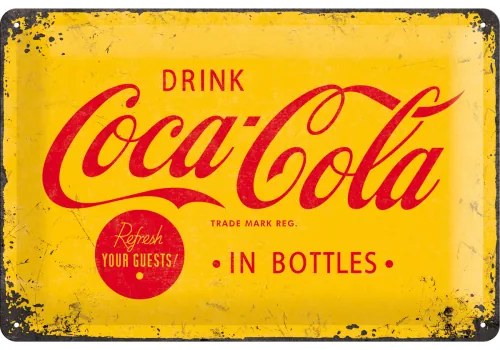 Postershop Plechová cedule - Coca-Cola (Žluté logo) 20x30 cm
