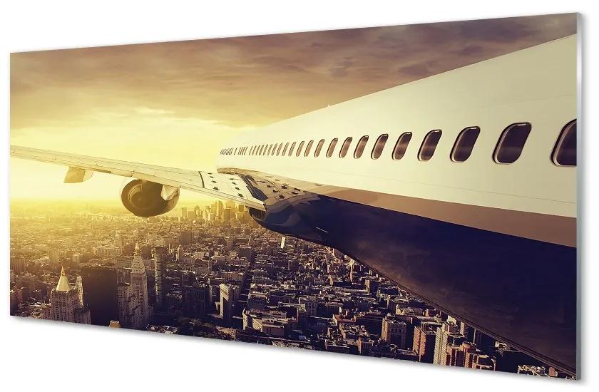 Obraz na skle Letadlo City West 100x50 cm