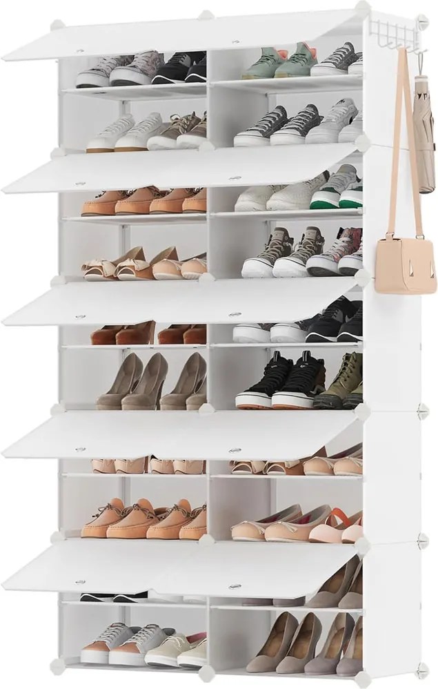 Organizér na boty KIMBERLY, 10 boxů, bílá/průhledná SongmicsHome