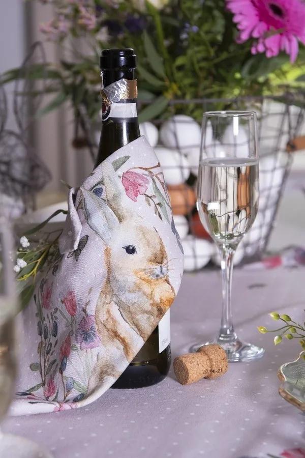 Béžová bavlněná utěrka s králíčkem Happy Bunny - 50*70 cm