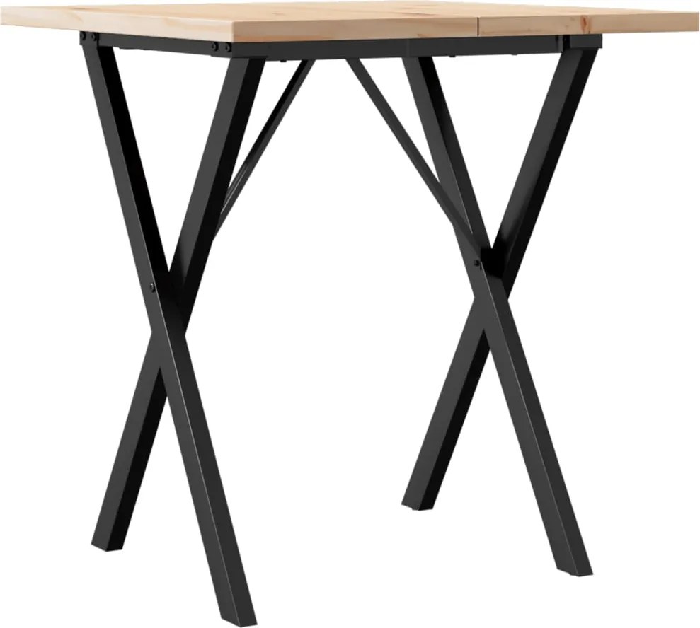 Jídelní stůl s X rámem 70 x 70 x 75,5 cm borové dřevo a ocel 3282759