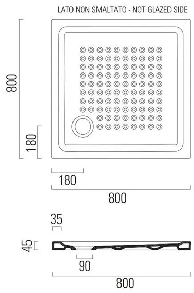 GSI Extra Flat Čtvercová keramická sprchová vanička 80 x 80 cm, bílá 438411