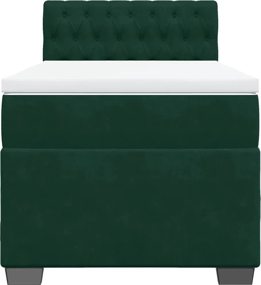 Box spring postel s matrací tmavě zelená 90x190 cm samet 3286195