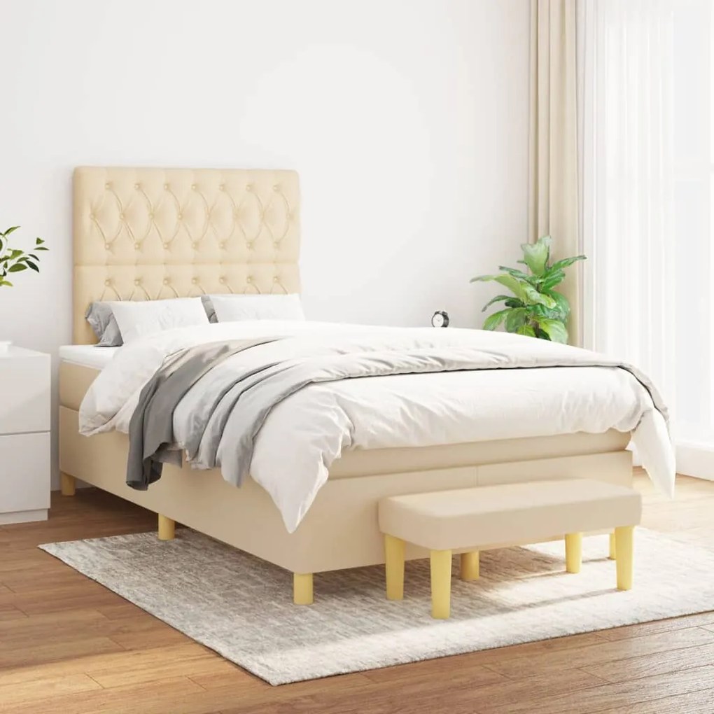 Box spring postel s matrací krémová 120x200 cm textil 3137386
