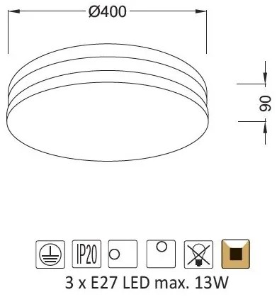 ACA DECOR Přisazené svítidlo GOZO max. 3xLED 13W/E27/230V/IP20