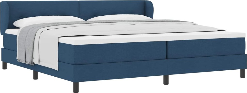 Postel s boxspringem s čelo Modrá 200 x 200 cm textil 3340051