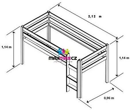 Dětská VYVÝŠENÁ postel DOMEČEK růžový - PŘÍRODNÍ