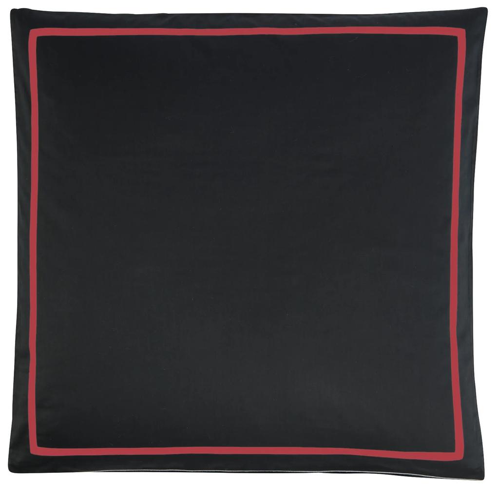 Christian Fischbacher Povlečení na přikrývku Satin Precision Black / Red 140 x 200 cm na knoflíky