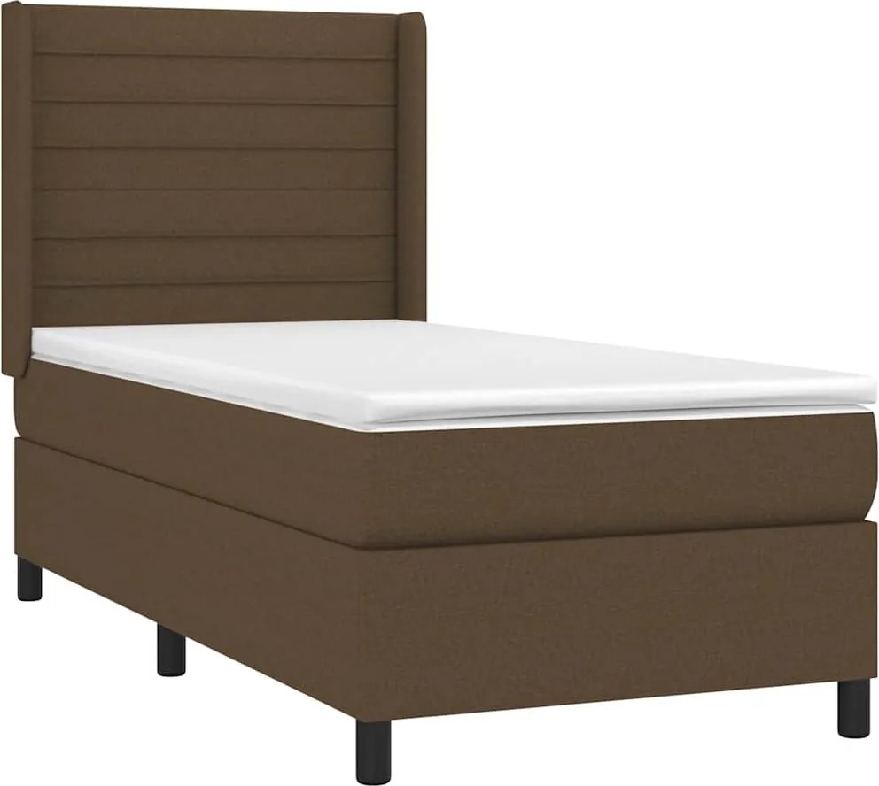 Box spring postel s matrací tmavě hnědá 100 x 200 cm textil 3131492