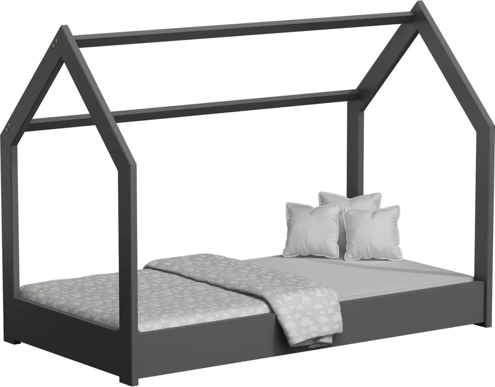 AMI nábytek Dětská postel DOMEČEK D1 80x160cm masiv šedá