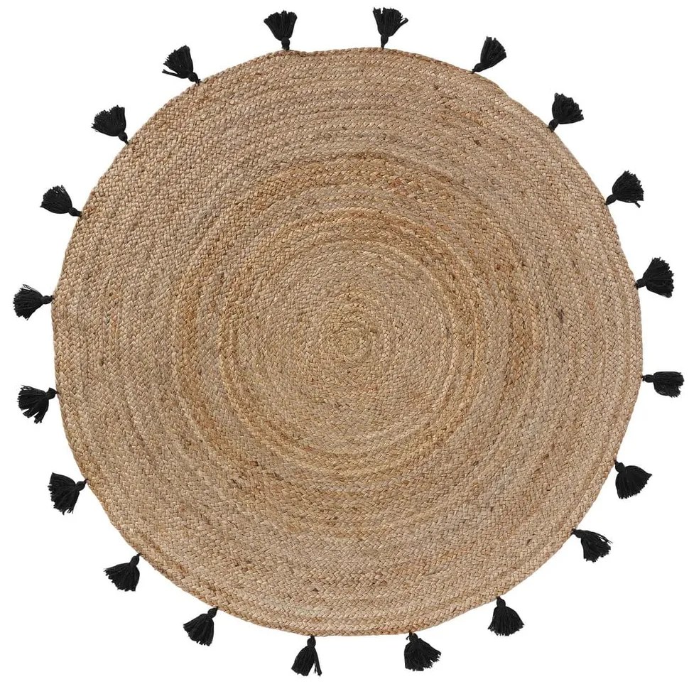 Kulatý koberec v černo-přírodní barvě ø 120 cm Shira – douceur d'intérieur