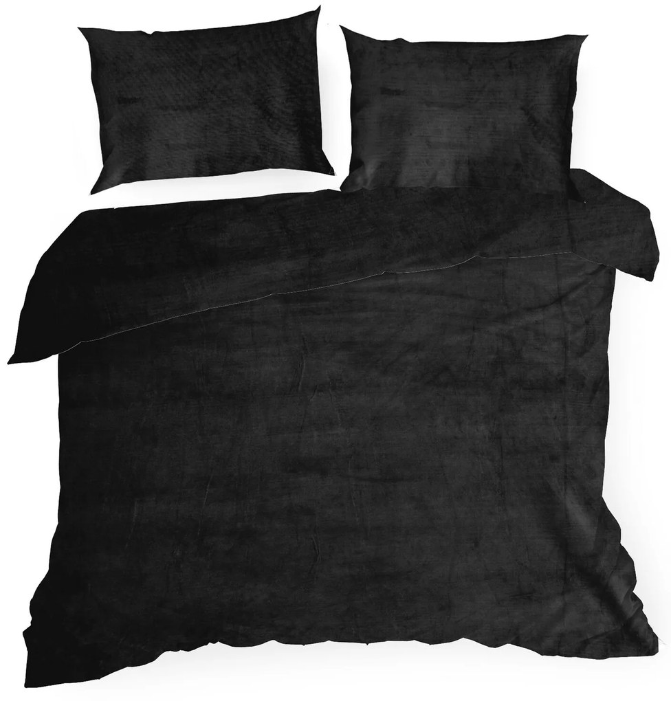 FLEECOVÉ POVLEČENÍ FLANO2 200X220 CM, 2 KS 70X80 CM ČERNÉ