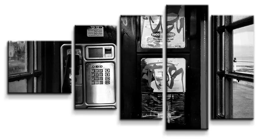 Sablio Obraz - 5-dílný Telefonní budka - 100x60 cm