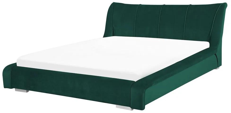 Čalouněná sametová postel v tmavozelené barvě 160 x 200 cm NANTES