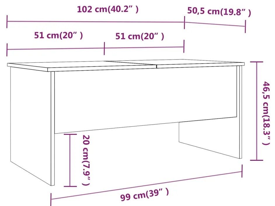 Konferenční stolek hnědý dub 102x50,5x46,5 cm kompozitní dřevo - Default Title