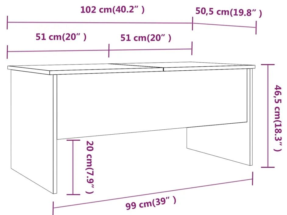 Konferenční stolek hnědý dub 102x50,5x46,5 cm kompozitní dřevo