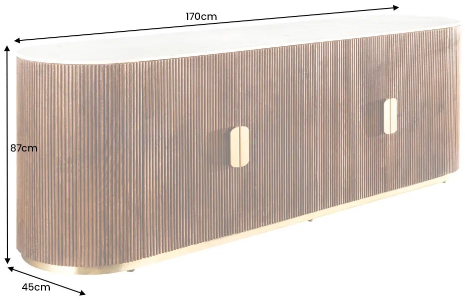Designová komoda Daichi 170 cm mango/mramor bílý