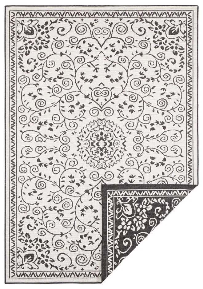 Černo-krémový venkovní koberec Bougari Leyte, 80 x 150 cm