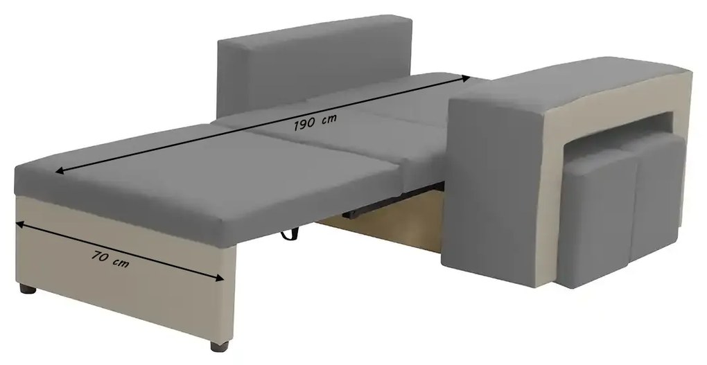 NEVADA2 1-místné křeslo s funkcí spaní + 2 taburety Černá/modrá