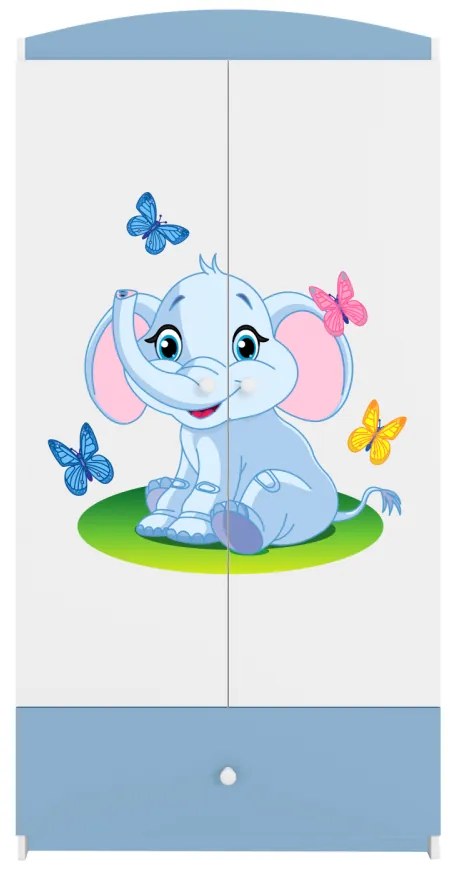 Dětská skříň Babydreams 90 cm slon s motýlky modrá
