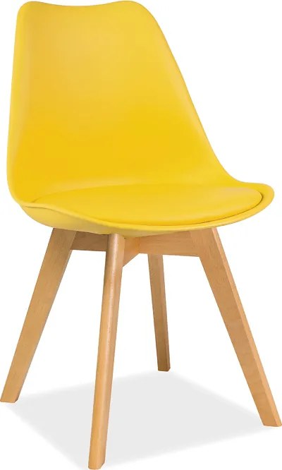 Nábytkáři ORFA KRIS BUK- jídelní židle eco kůže ŽLUTÁ/nohy dřevo buk (KRISBUZO) (S) (K150-E)