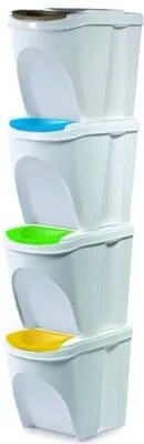 Koš na tříděný odpad Sortibox 25 l, 4 ks, bílá IKWB20S4 S449