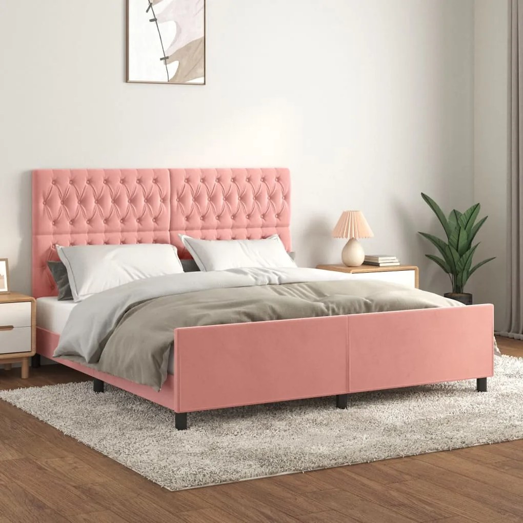 Rám postele s čelem růžový 180x200 cm samet 3125957