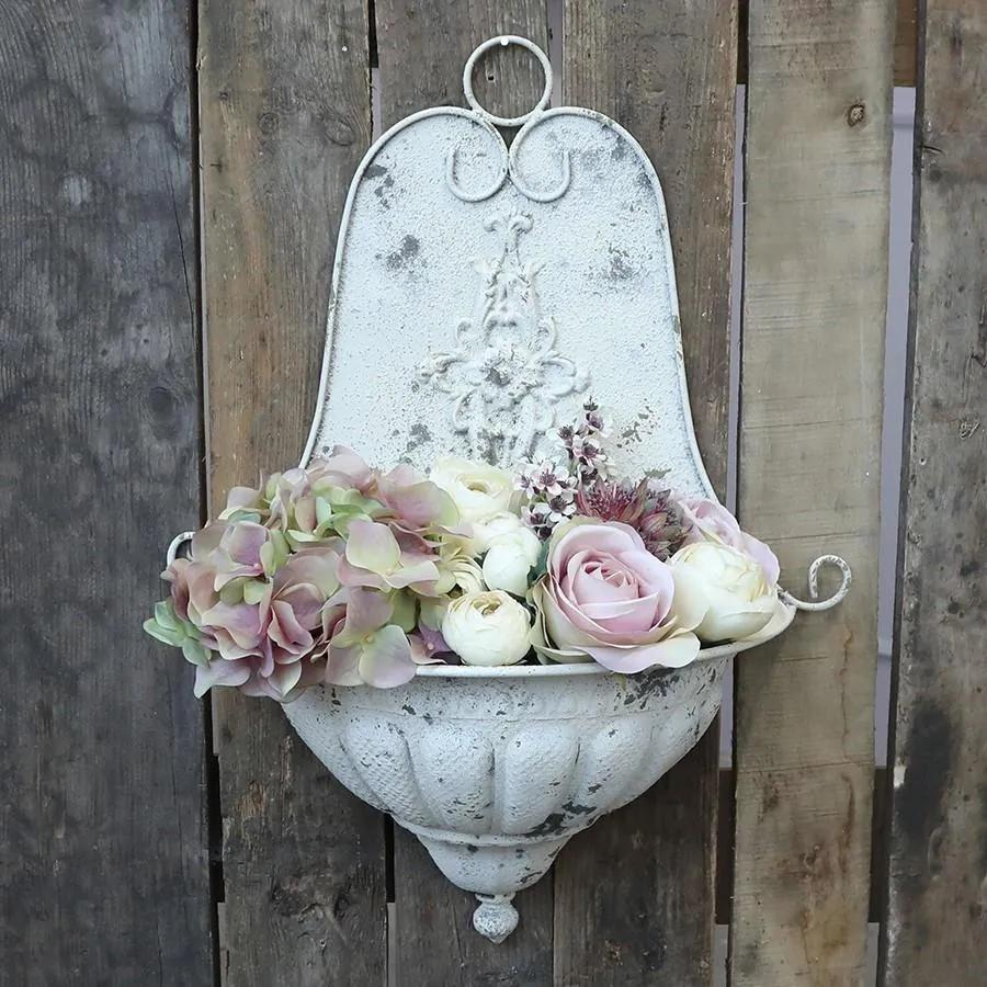 Chic Antique Nástěnná zahradní dekorace Old French, šedá barva, bílá barva,  kov | BIANO