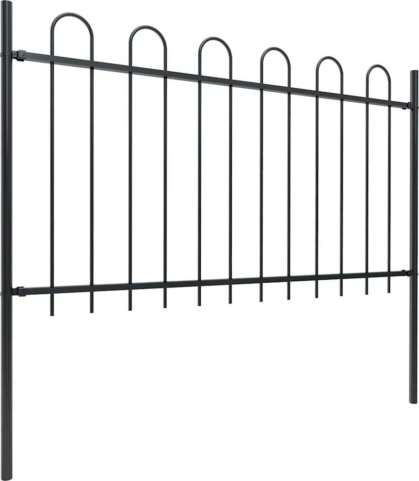 Zahradní plot s obloukem nahoře ocelový 1339 x 100 cm černý 277663