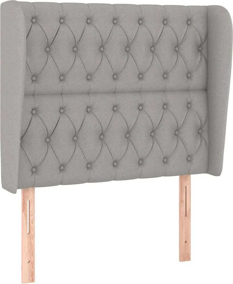 Čelo postele typu ušák světle šedé 103x23x118/128 cm textil 3118282