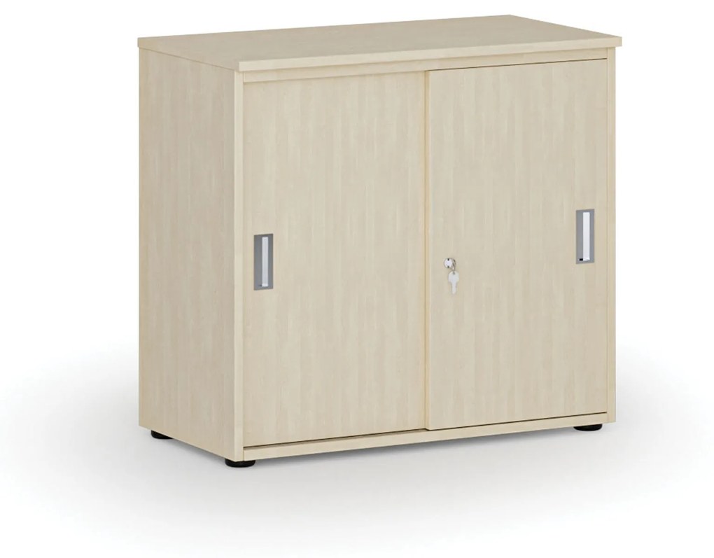 Kancelářská skříň se zasouvacími dveřmi PRIMO WOOD, 740 x 800 x 420 mm, třešeň