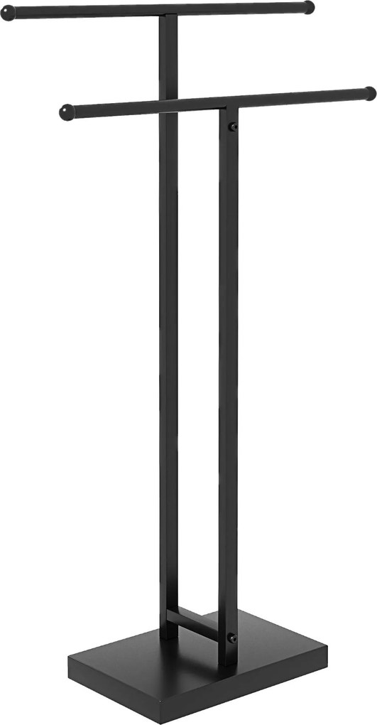 HOMCOM Volně stojící stojan na ručníky 2-podlažní, kovový držák na ručníky do koupelny, 50Š x 18,5H x 85V cm, černý