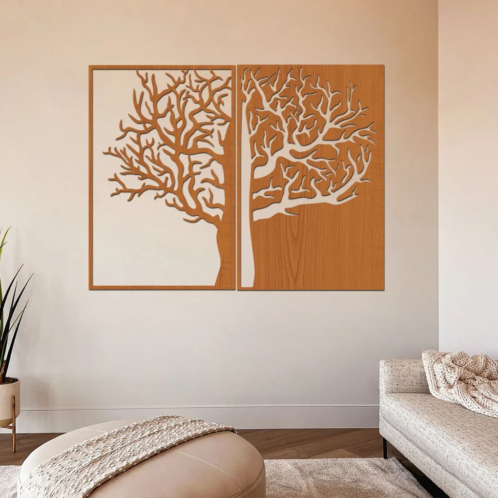 dřevo života Dřevěný strom na zeď DUALITY Zvolte barvu dekoru: Černá, Rozměry šxv (cm): 80x60