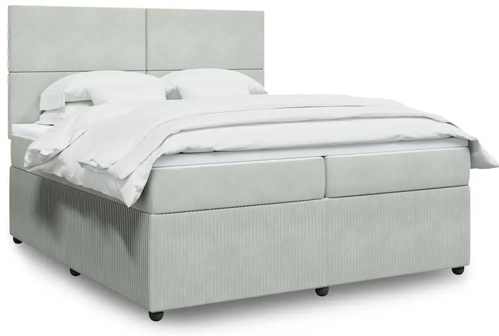 Box spring postel s matrací světle šedá 200x200 cm samet 3292424