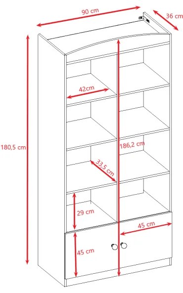 Dětský dvojitý regál Babydreams 90 cm zelený